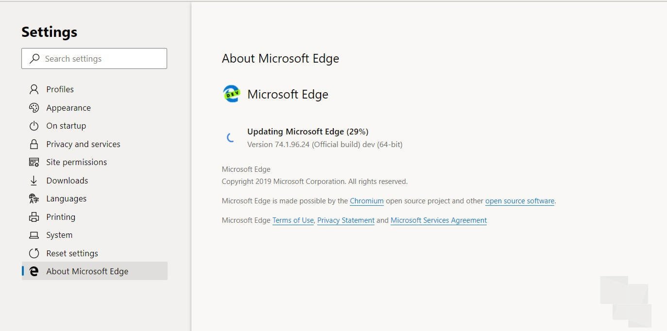 Microsoft Edge Dev recibe su primera actualización